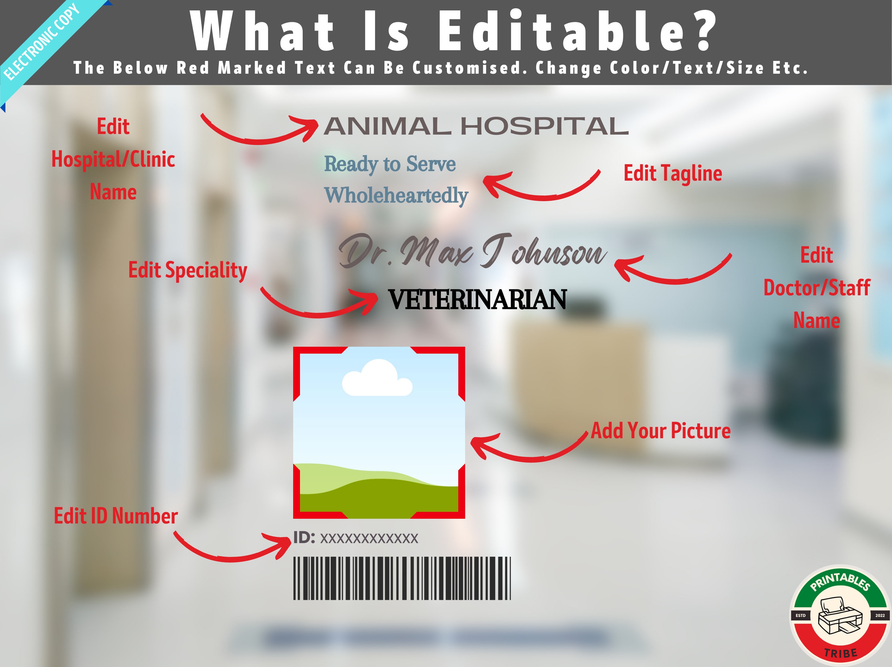 Veterinarian ID Badge | Animal Hospital Name Tag | Halloween Costume ...