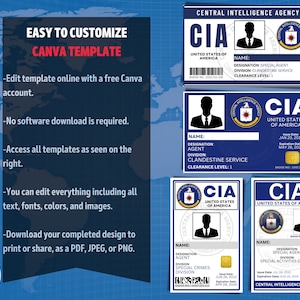 Printable Novelty CIA ID Badges | National Security Agency Cia Card ...