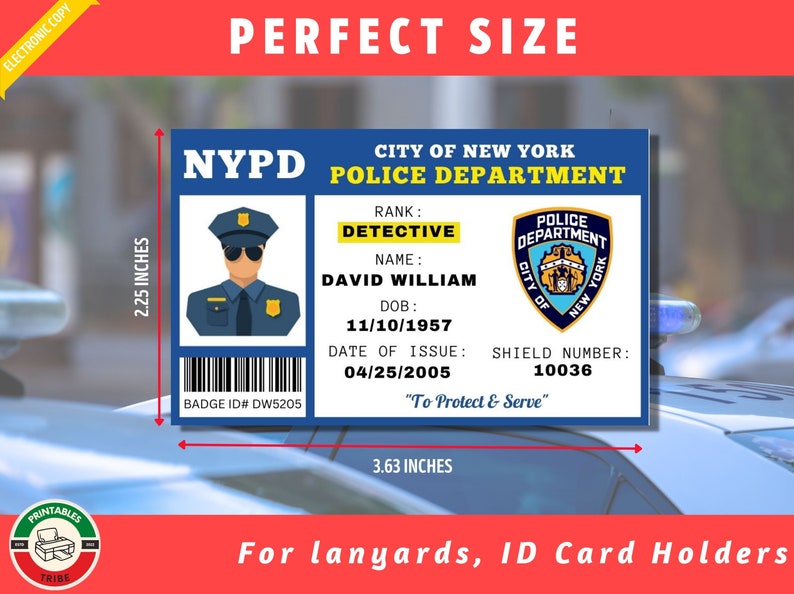 Police ID Badge | NYPD ID Card |first Responder| Policía Birthday Party ...
