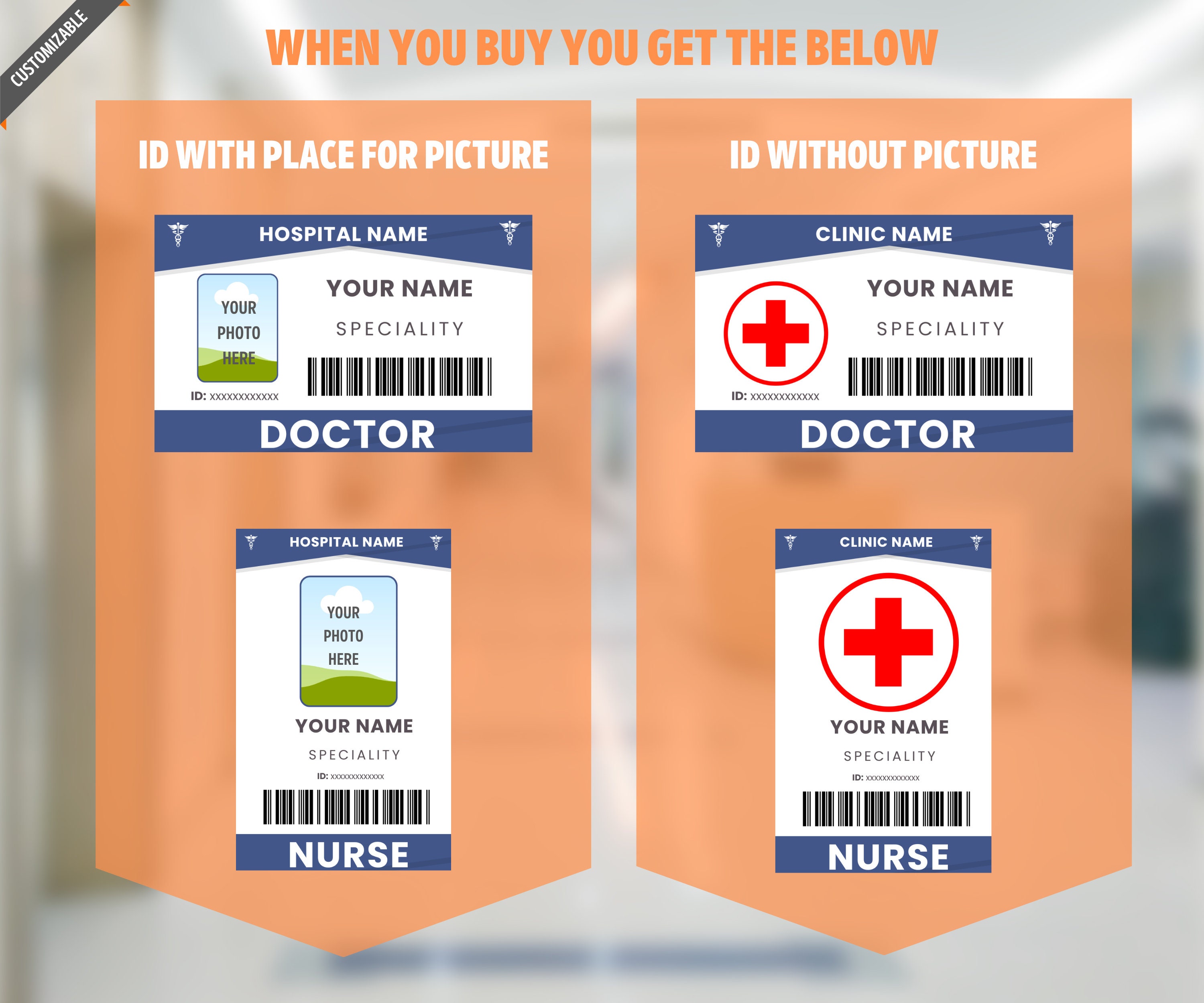 Doctor Nurse ID Badge, Editable Hospital Staff ID, Pretend Play ...