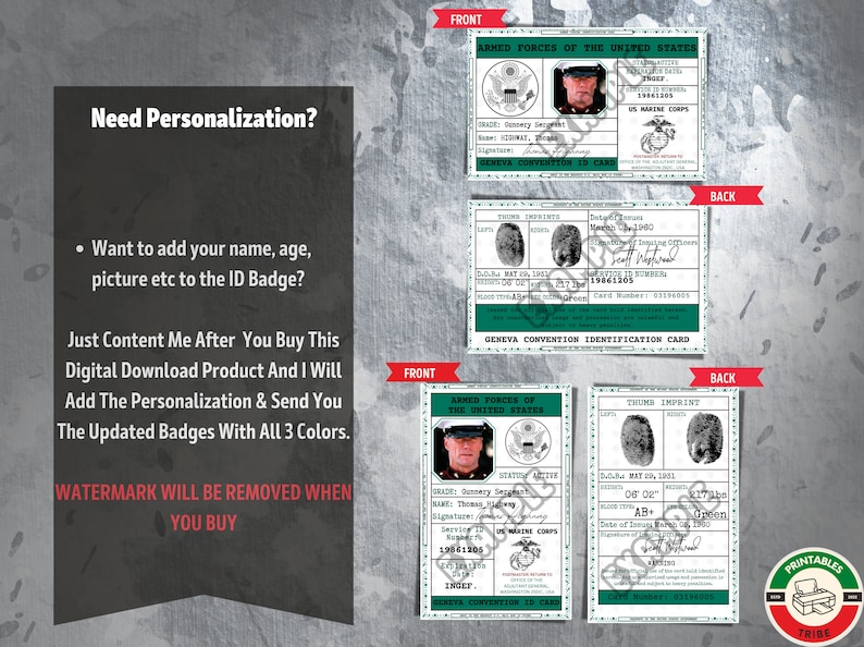 Sergeant Thomas Highway Marine Id Badge | Heartbreak Ridge | US Marine ...