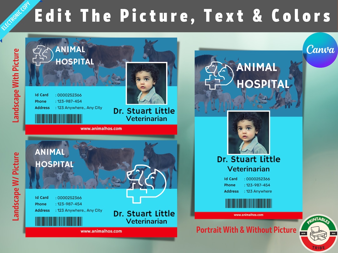 Veterinary Doctor ID Badge | Animal Hospital Name Tag | Halloween ...