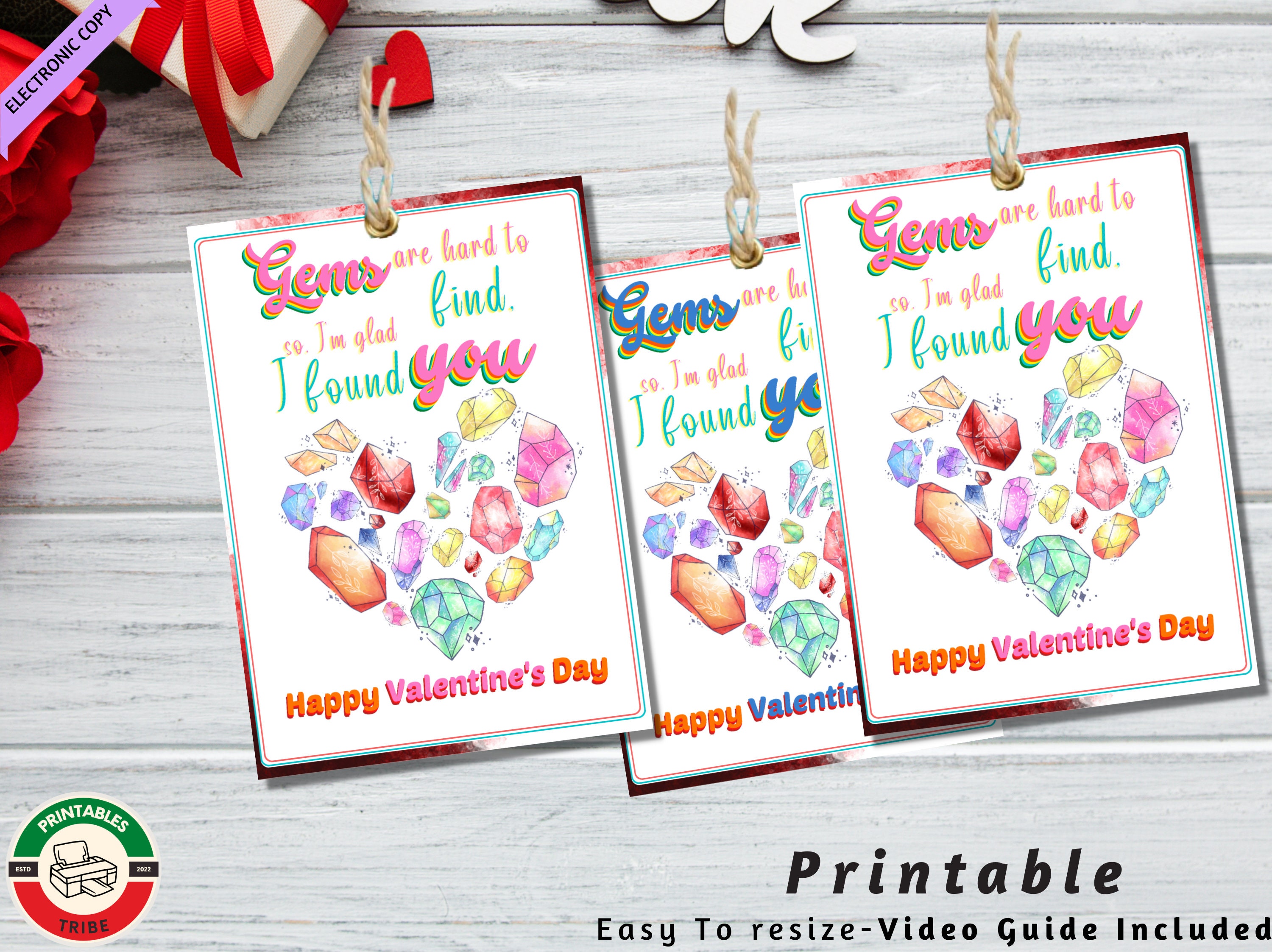 Valentine Day Tag Party Gloss Printable | Friendship Day | Gemstone ...