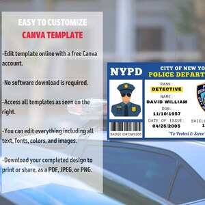 Police ID Badge | NYPD ID Card |first Responder| Policía Birthday Party ...