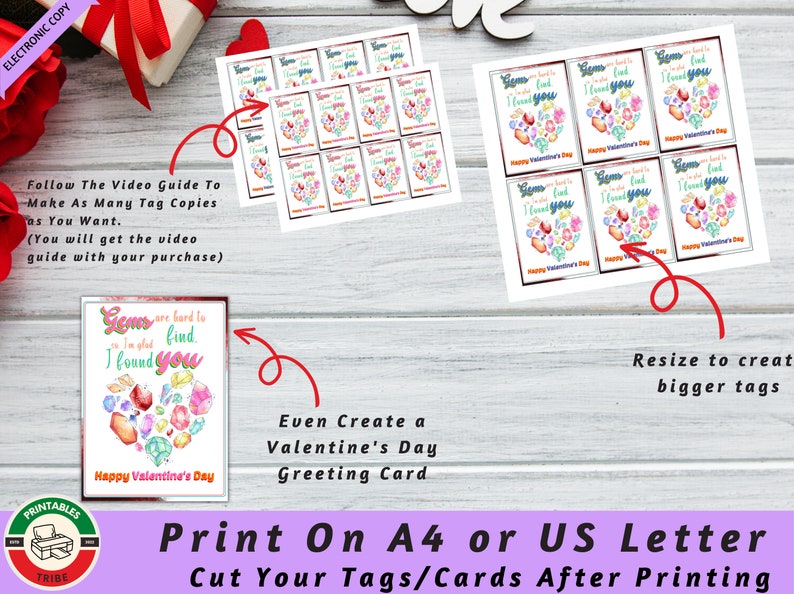 Valentine Day Tag Party Gloss Printable | Friendship Day | Gemstone ...