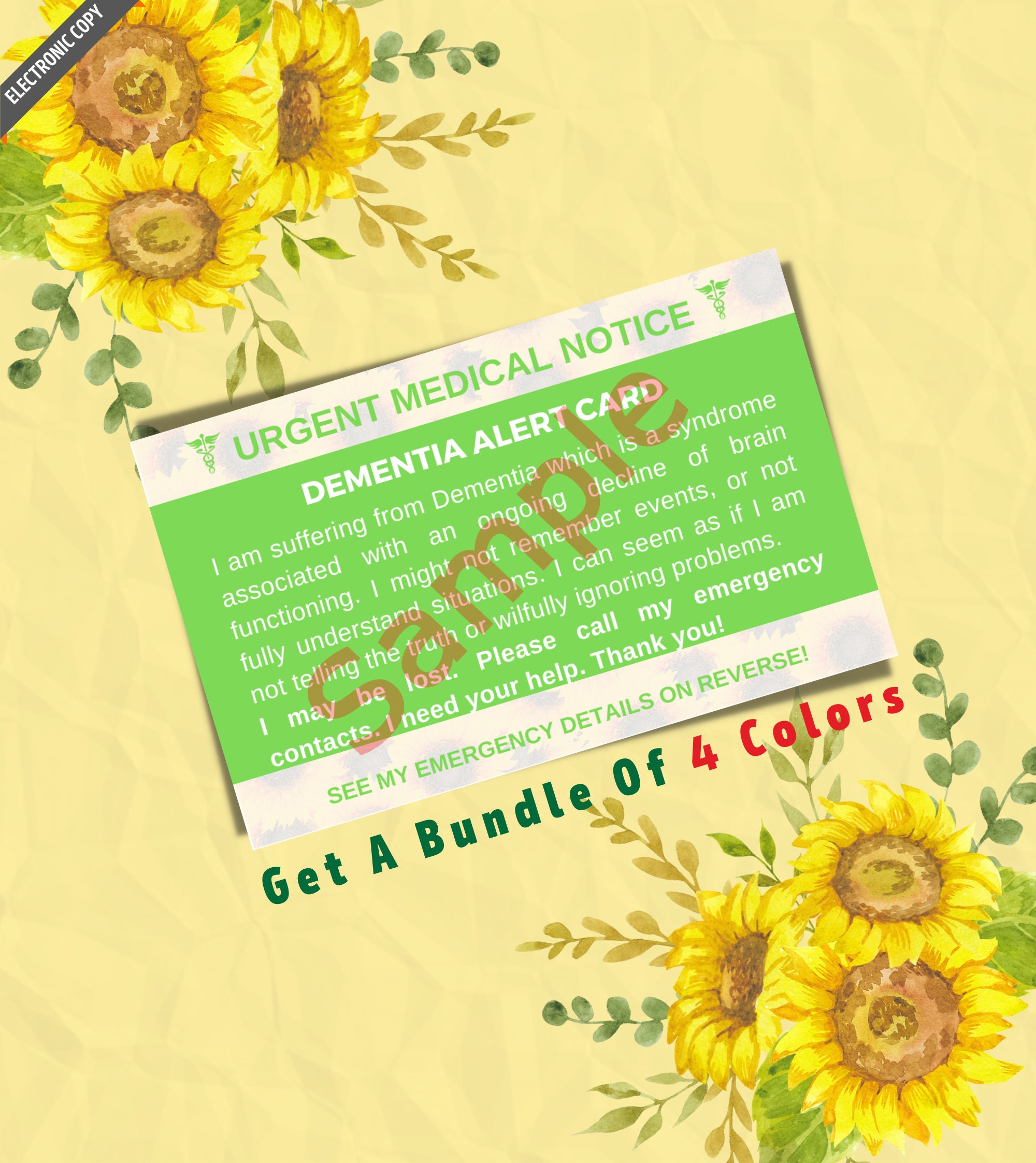 Dementia Awareness Medical Wallet Card Template Invisible - Etsy