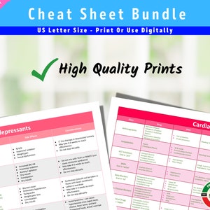 Pharmacology Cheat Sheet Bundle | Nursing School Notes | Pharmacology ...