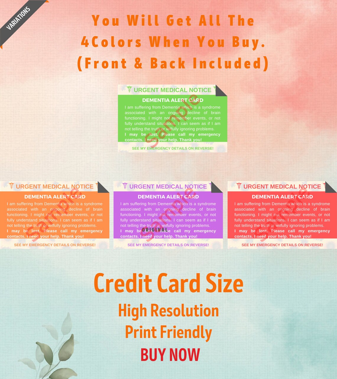 Dementia Awareness Medical Wallet Card Template - Invisible Disability ...