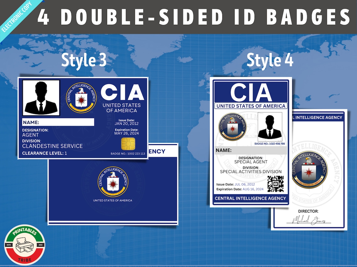 Printable Novelty CIA ID Badges | National Security Agency Cia Card ...