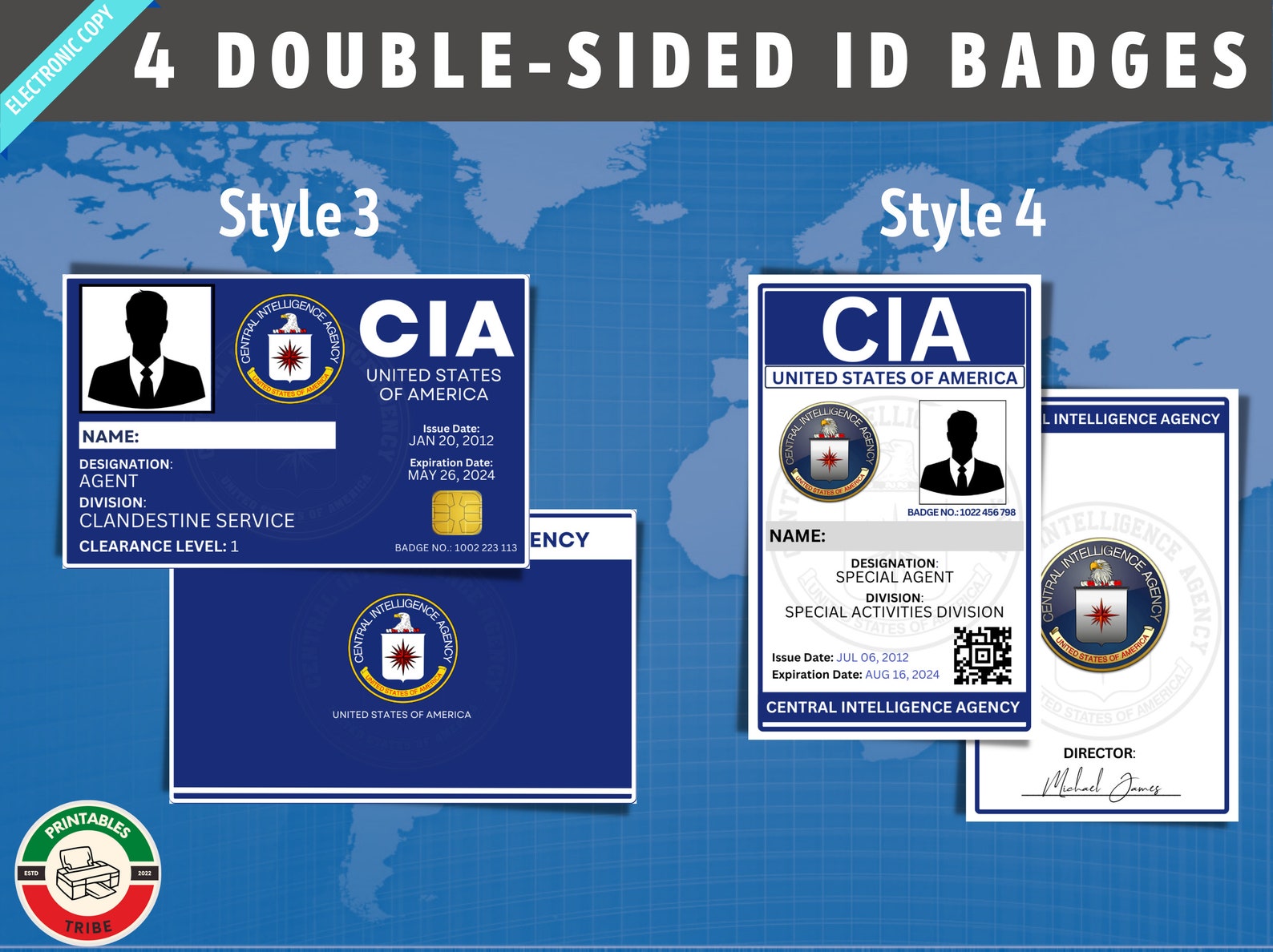 Printable Novelty CIA ID Badges | National Security Agency Cia Card ...