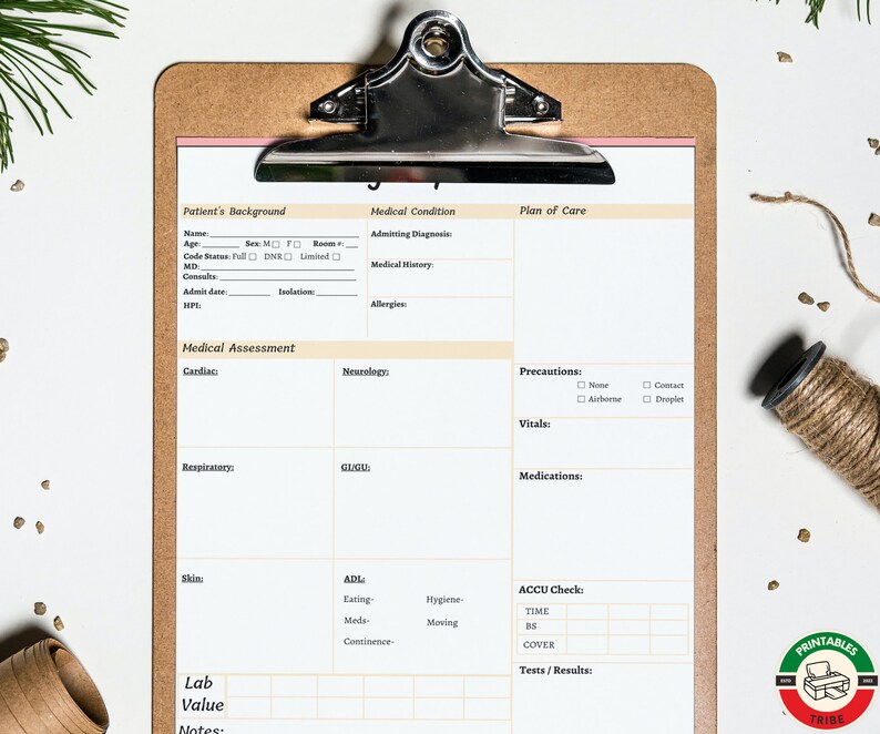 Nursing Brain Sheet Patient Reporting Handoff Report for Hospitals ...