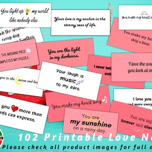Romantic Love Notes Printable Mini Cards for Husband and Boyfriend ...