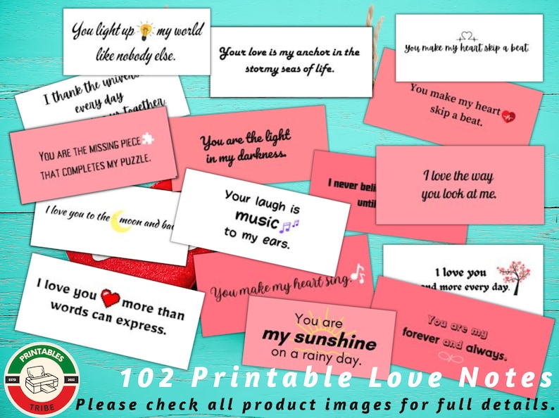 Romantic Love Notes Printable Mini Cards for Husband and Boyfriend ...