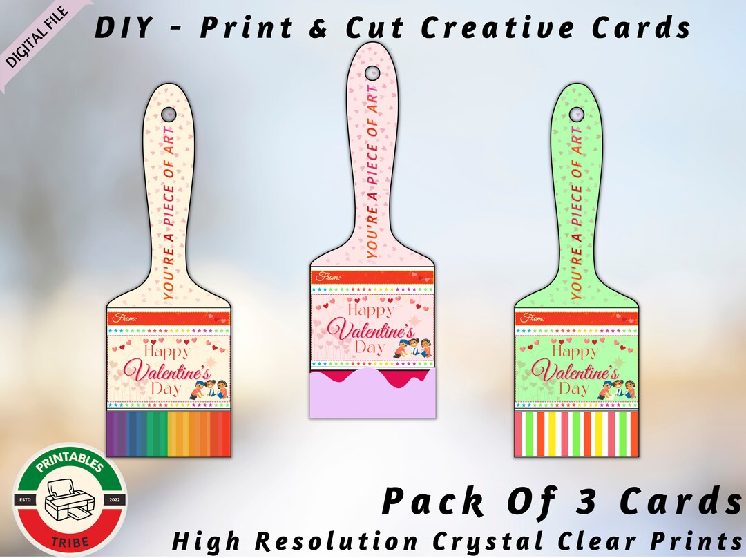 Printable Paintbrush Cards | Valentine's Greeting Cards | Gift for Kids ...