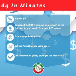 Printable Play Money for Kids Animal Play Money Pretend Money to Learn ...