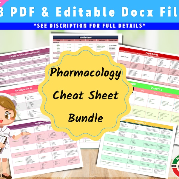 Pharmacology Cheat Sheet - Etsy