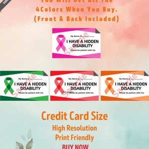 Hidden Disability Card - Invisible Disability Awareness Medical Alert ...