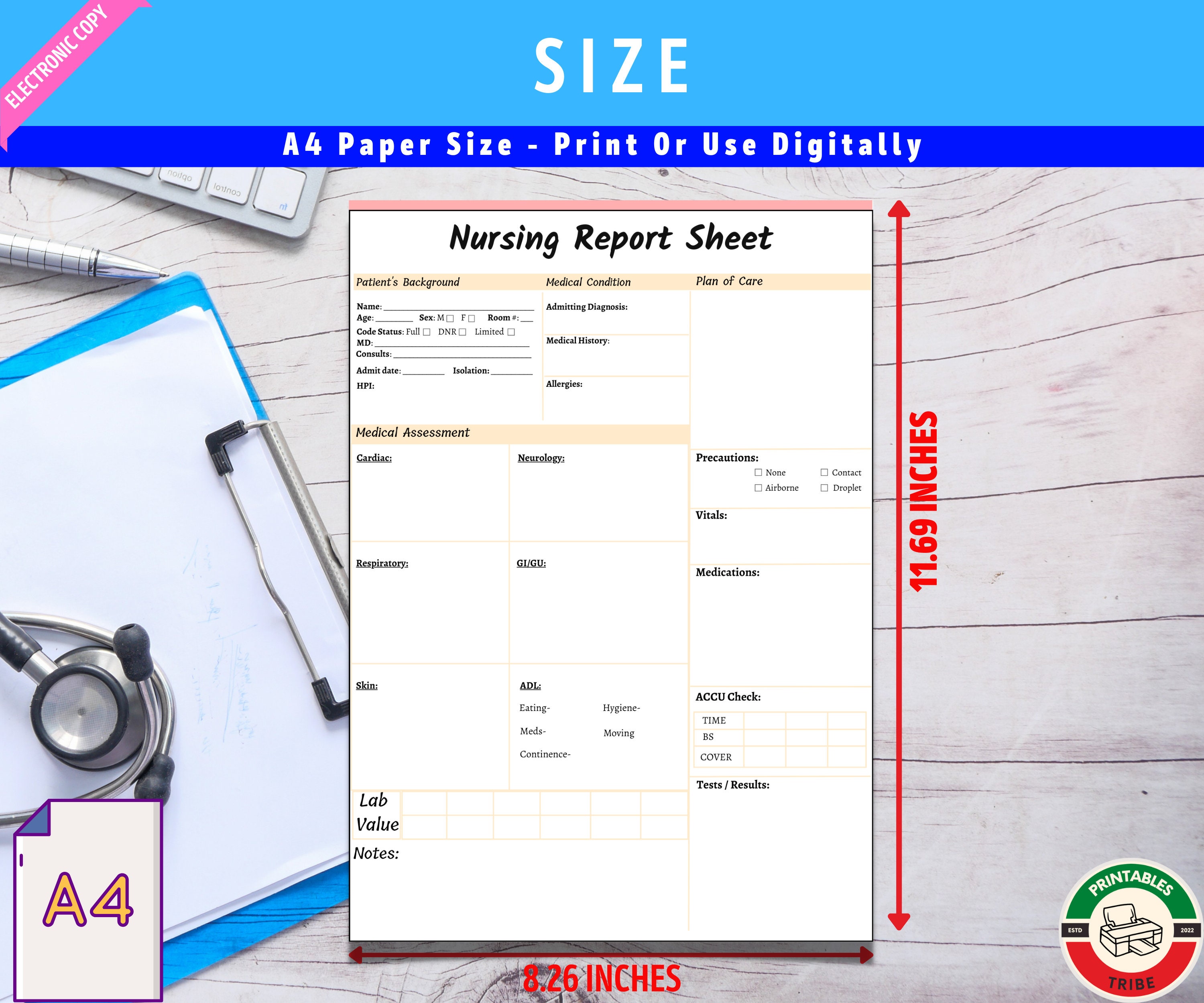 Nursing Brain Sheet Patient Reporting Handoff Report for Hospitals ...