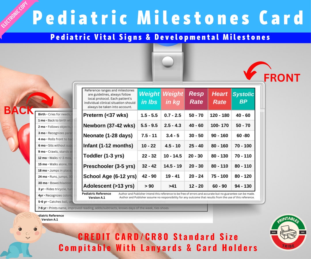 Pediatric Vital Signs Developmental Milestones Badge Chart | Vital ...