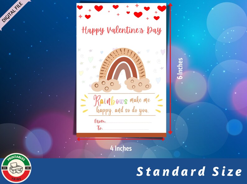 Set 3 Rainbow Valentine Cards Classmates | Best Friend Valentine | Boho ...