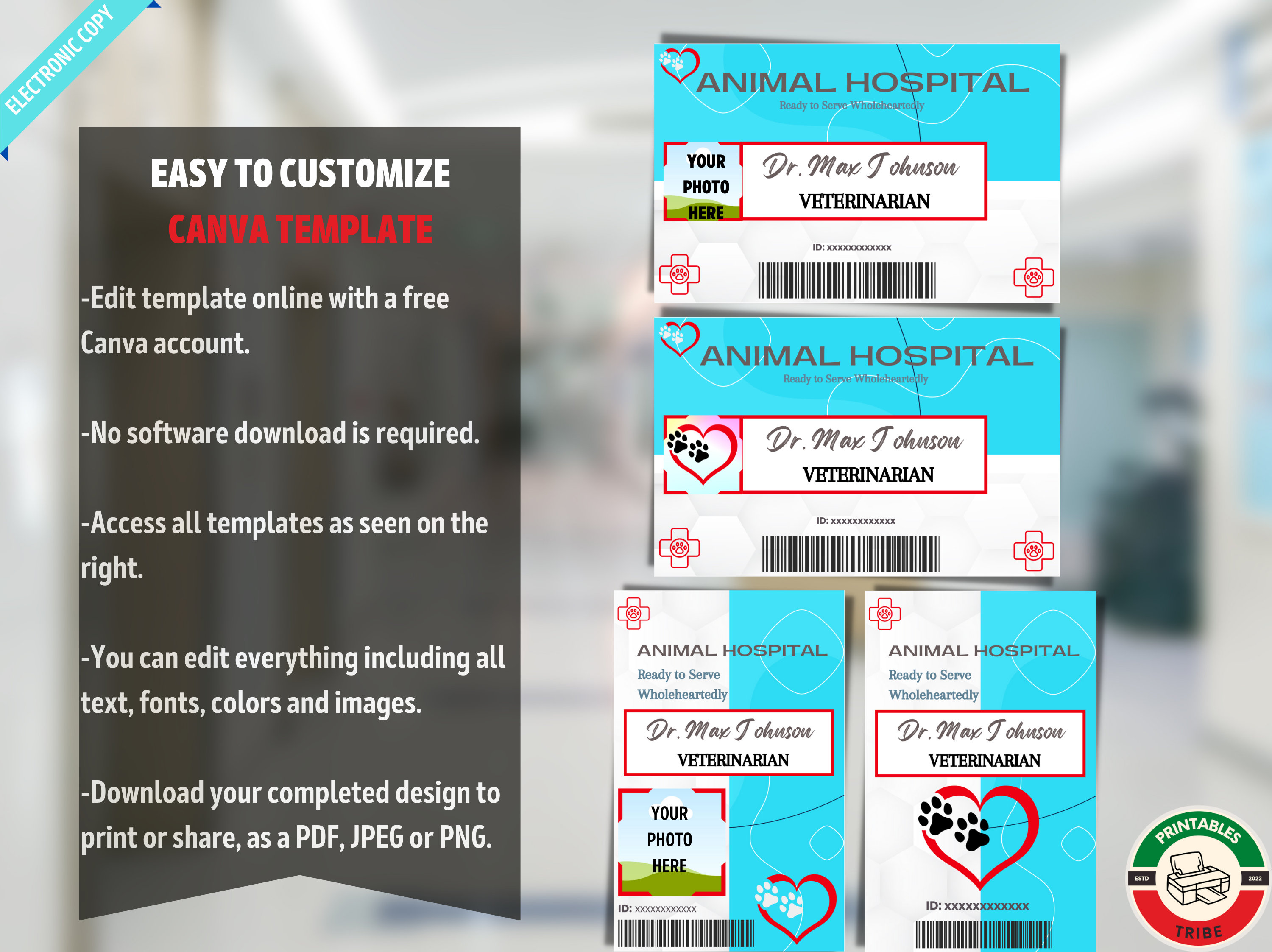 Veterinarian ID Badge | Animal Hospital Name Tag | Halloween Costume ...