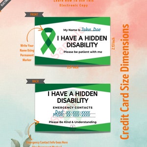 Hidden Disability Card - Invisible Disability Awareness Medical Alert ...
