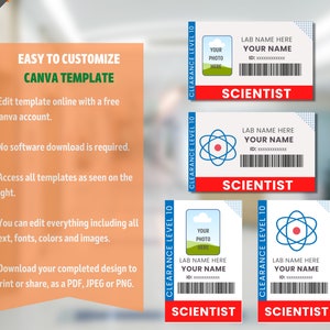 Personalised Scientist ID Badge, Pretend Play Editable Science Party ID ...