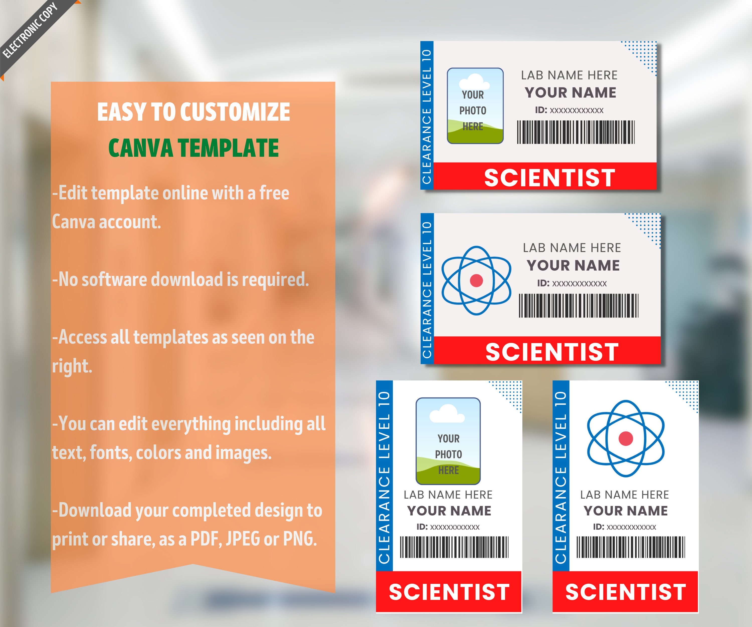 Personalised Scientist ID Badge, Pretend Play Editable Science Party ID ...