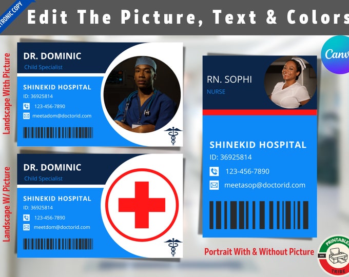 Editable Kids Doctor ID Badge, Printable Medical Badge, Hospital Staff ...