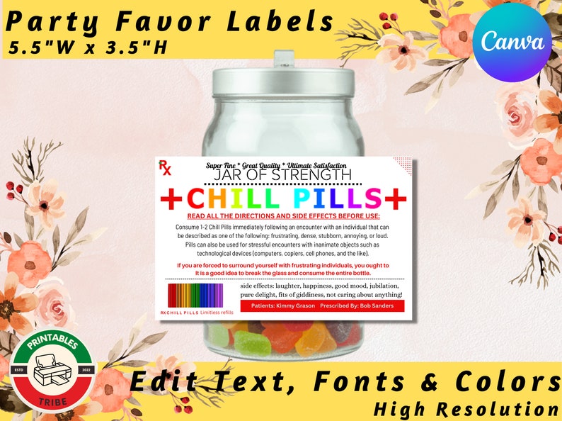 Happy Pills Label | Chill Pills Nurse Prescription Label | Graduation ...