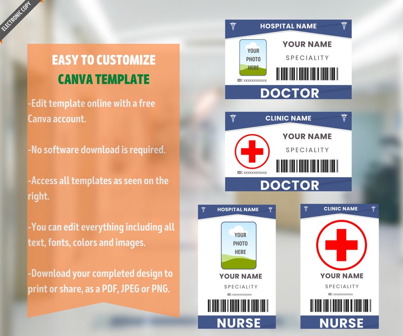 Doctor Nurse ID Badge, Editable Hospital Staff ID, Pretend Play ...