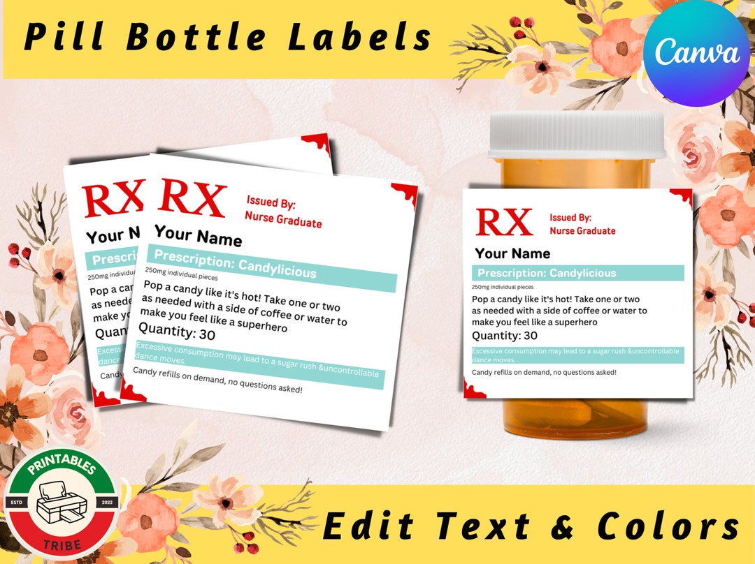 2024-2025 Nurse Graduation Party Favor PRINTABLE Labels | RX Pill ...
