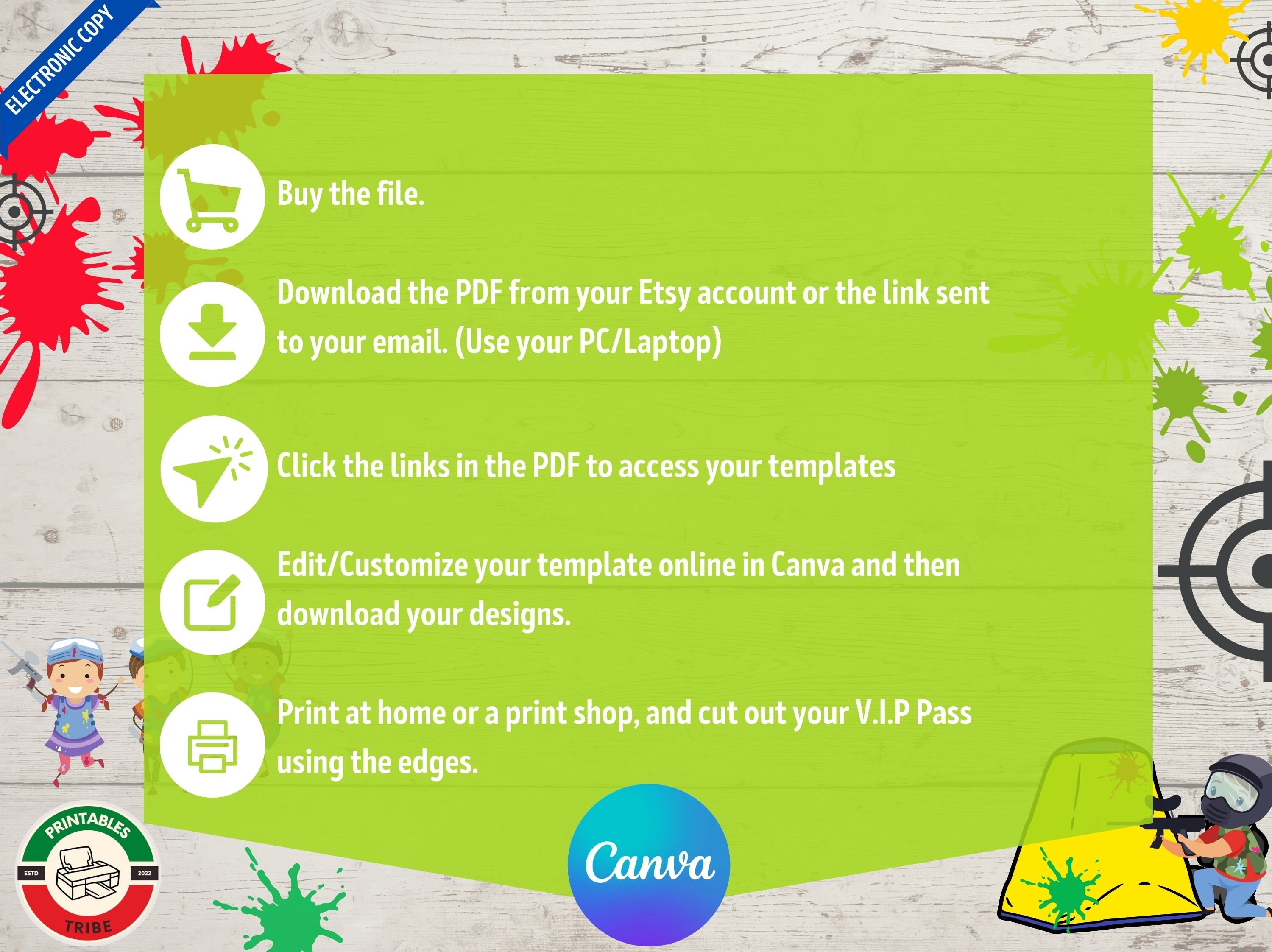 Printable Paintball Birthday Party VIP Pass Paintball Party Invitations ...