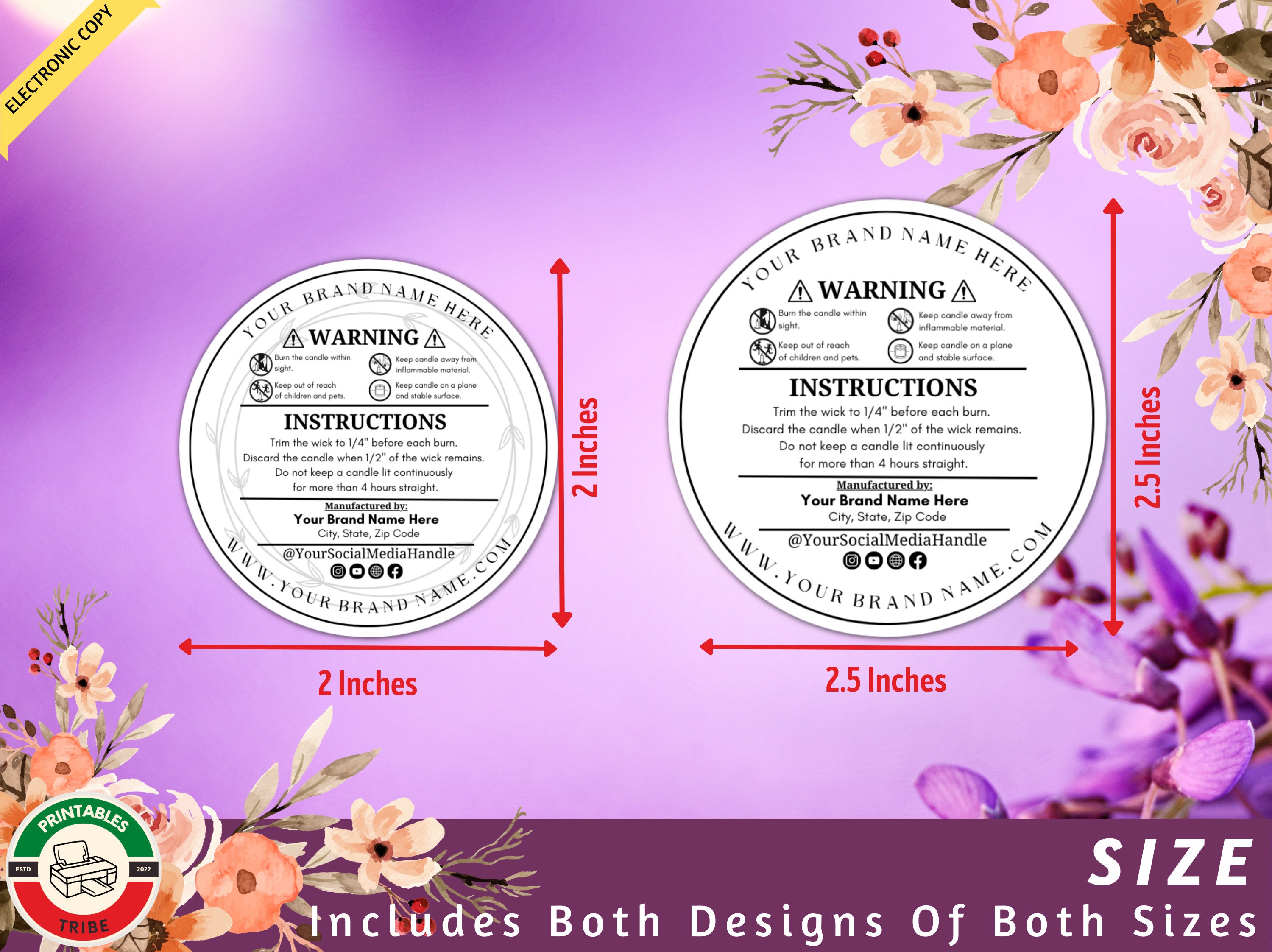 Custom Candle Label Template | Personalized Round Candle Label ...