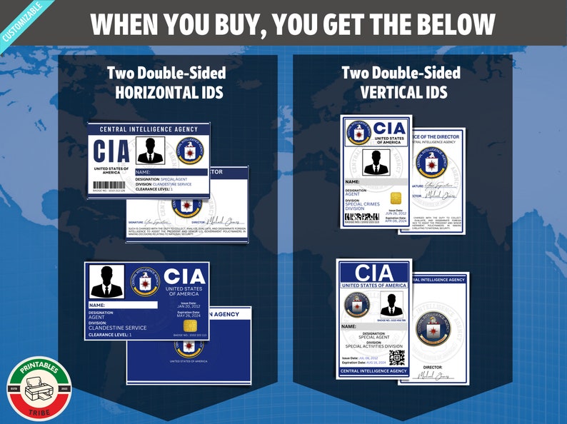 Printable Novelty CIA ID Badges | National Security Agency Cia Card ...