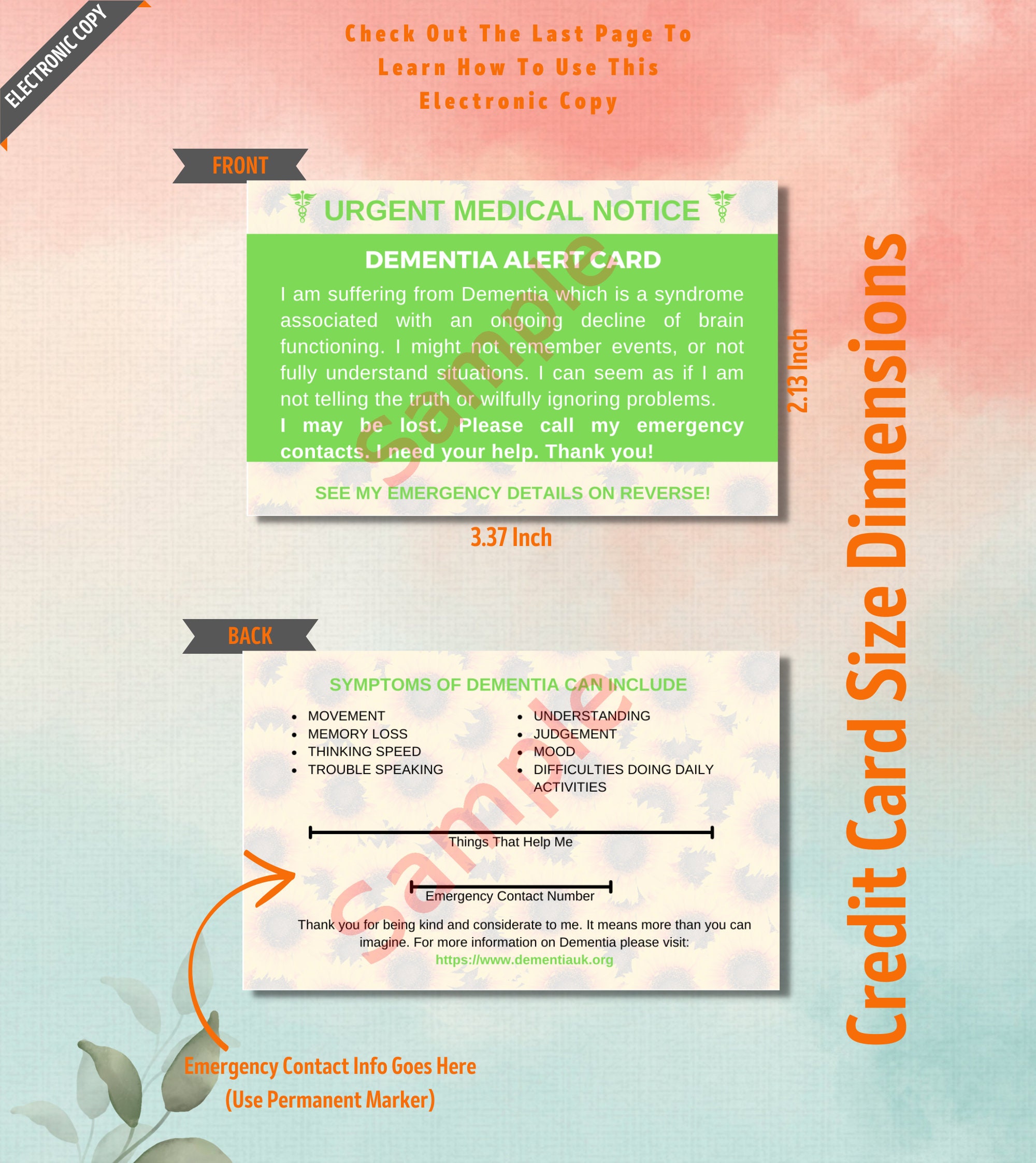 Dementia Awareness Medical Wallet Card Template - Invisible Disability ...