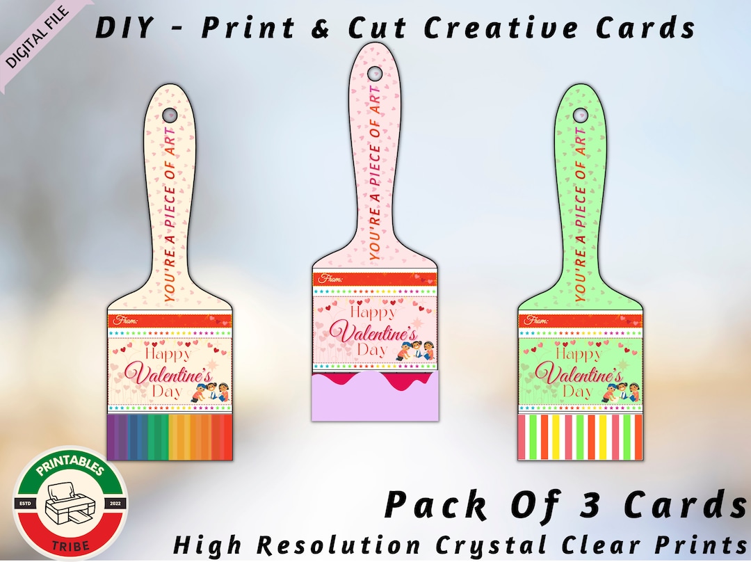 Cute Valentine's Day Paintbrush Cards Valentine for Little Artists ...