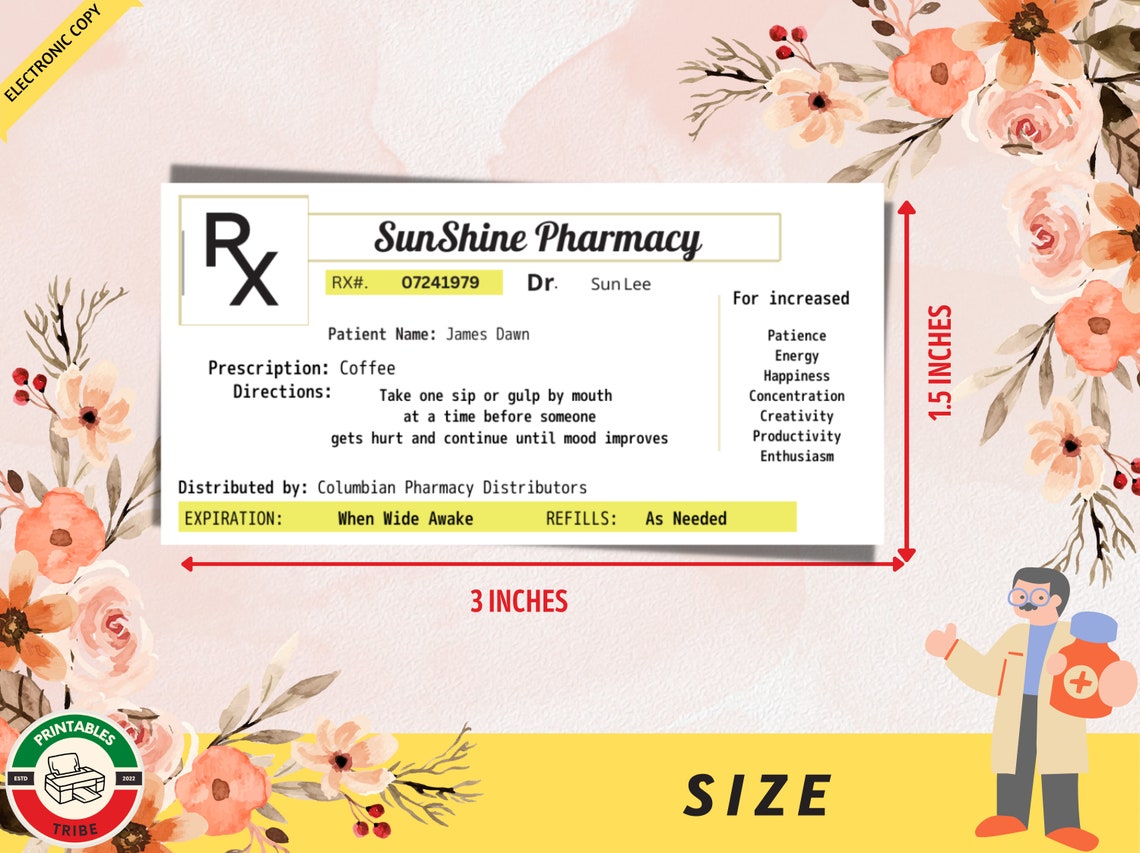 PRINTABLE RX Pill Bottle Labels 3in X 1.5in | Prescription Label ...