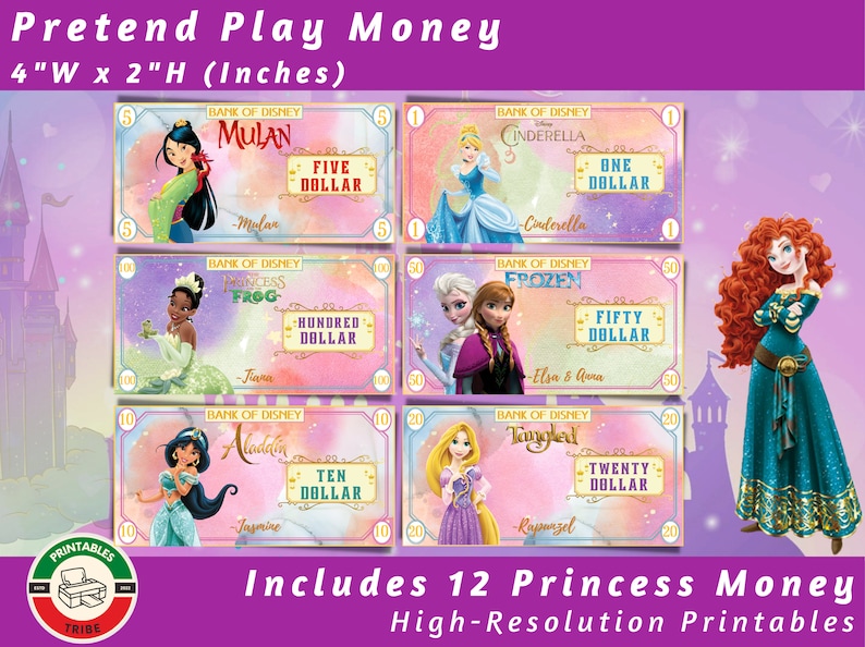 Princess Printable Play Money | Kids Play Money | Pretend Play ...