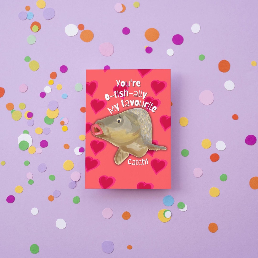 Funny Fishing Pun Valentine's Day Card - Cute Fisherman Love Note - Etsy