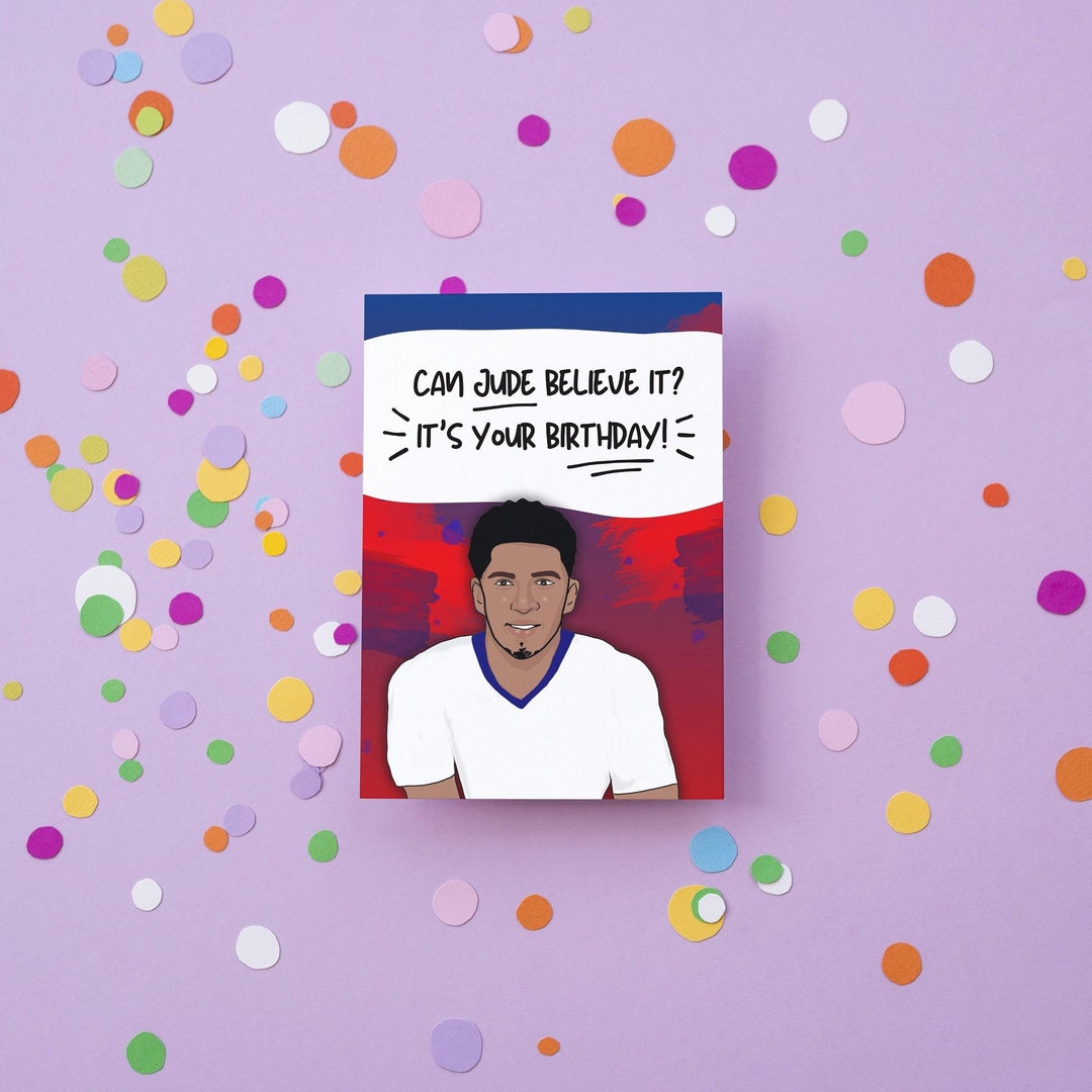 Jude Bellingham Birthday Card, Football Fan Card, Sports Birthday ...