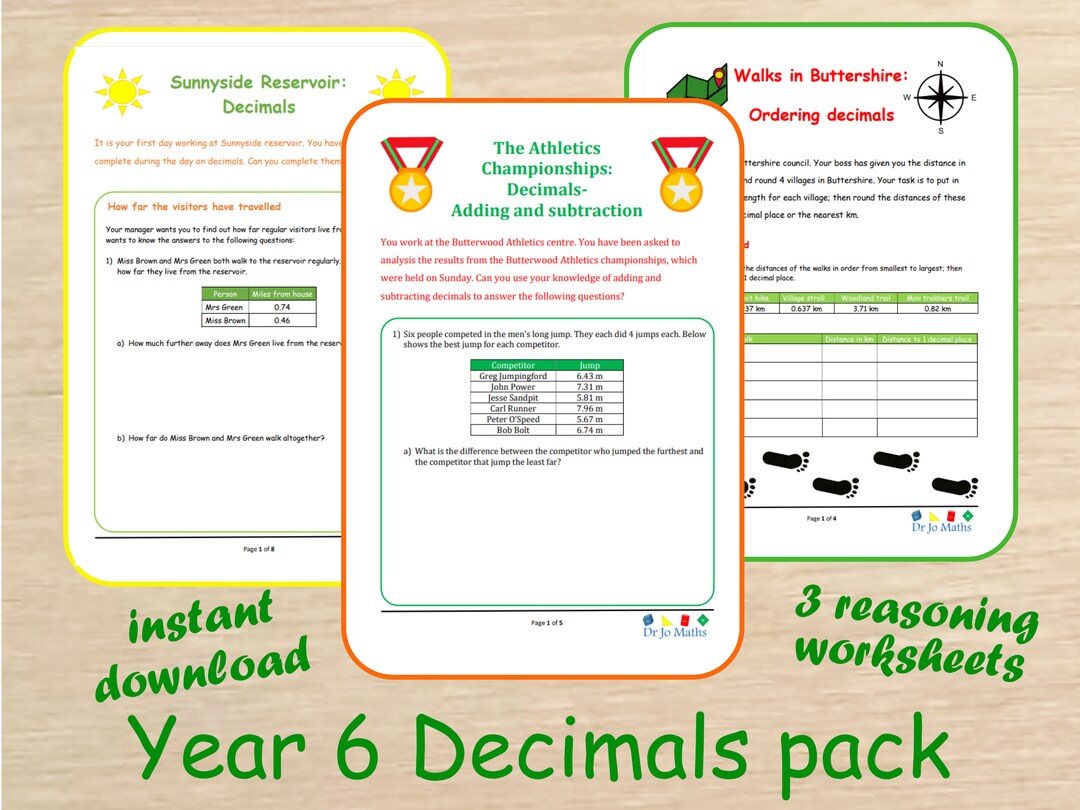 Year 6 Maths: Decimals Worksheet Pack - Etsy