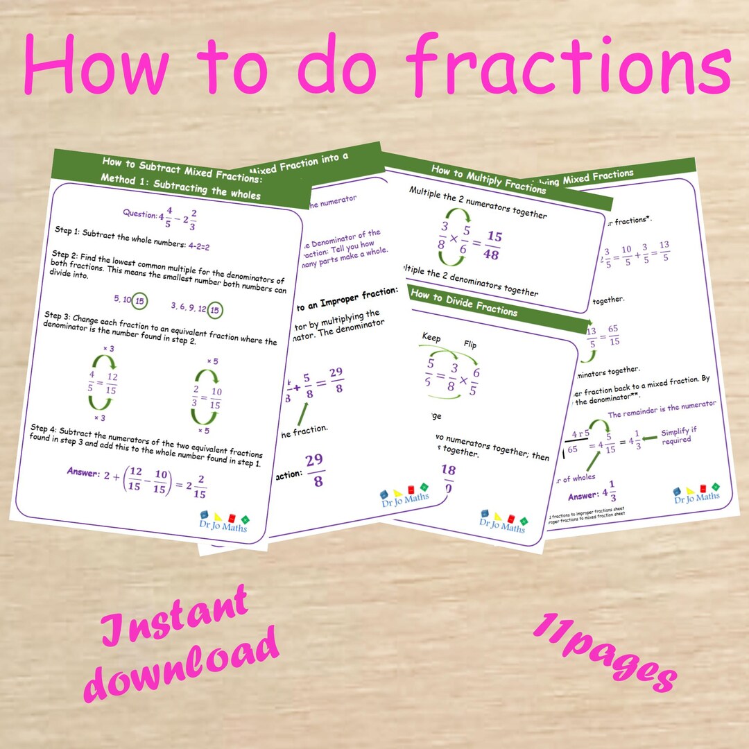 How to Do Fractions - Etsy