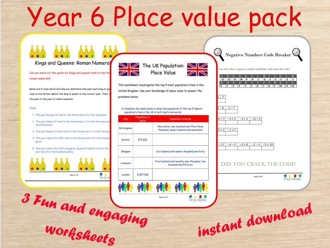 Year 6 Maths Place Value Worksheet Pack - Etsy