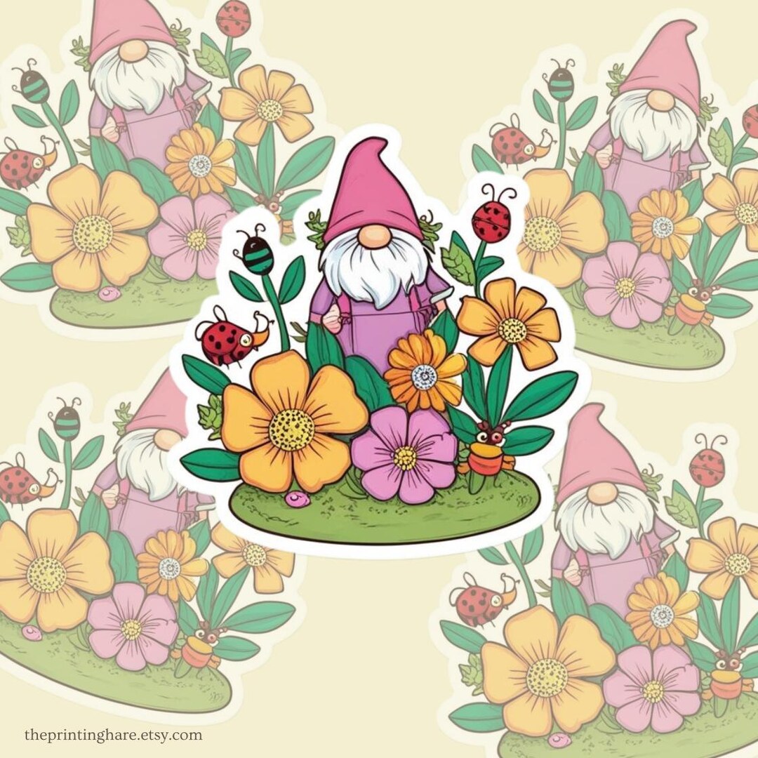 Garden Gnome| Whimsical Sticker|cute Gnome Decor| Outdoor Garden Decor ...