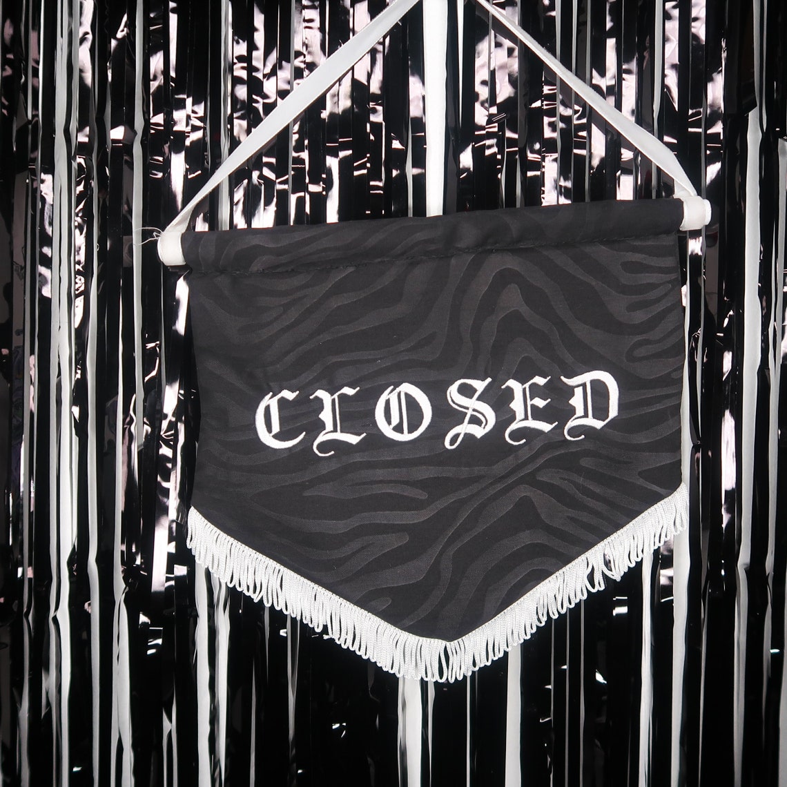 Open Closed Goth Handmade Embroidered Banner Sign - Etsy