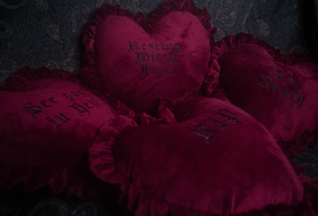 Custom Embroidered Velvet Heart Shaped Ruffle Cushion - Etsy