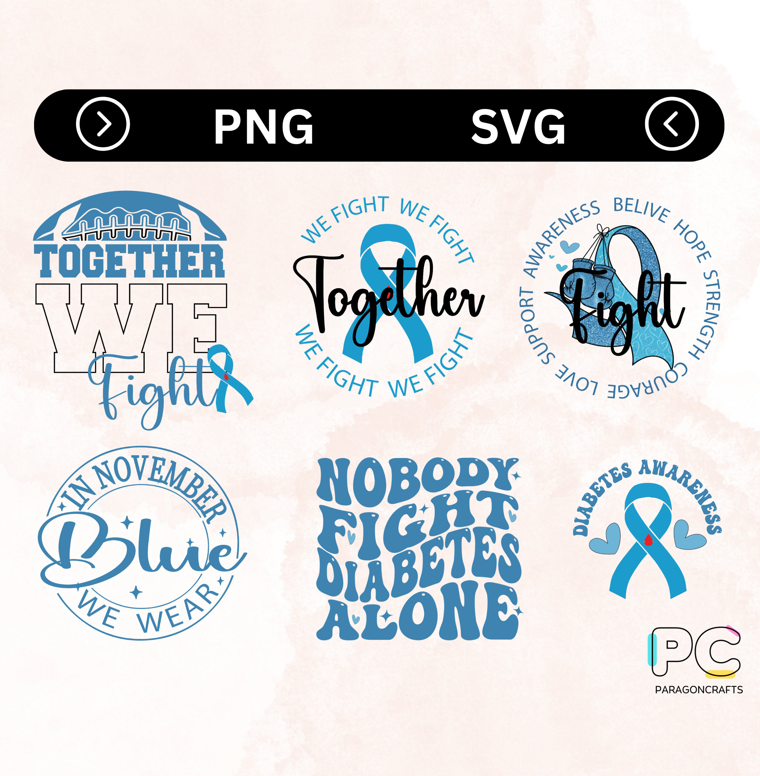 Diabetes Awareness Svg Bundle, Blue Ribbon Svg Digital Download ...