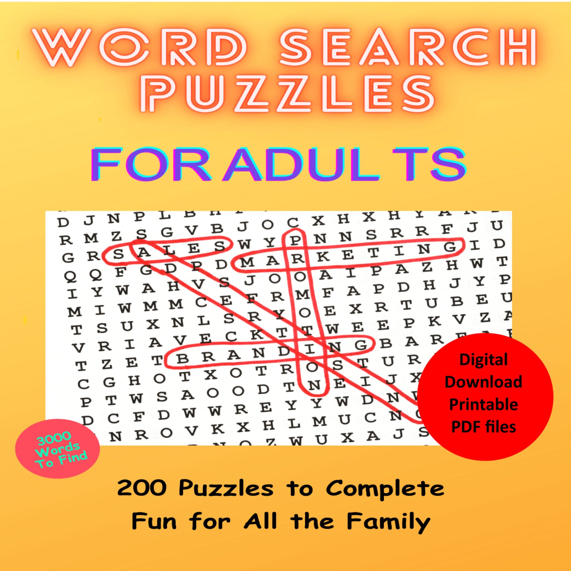 200 Word Search Puzzles Printable Digital Download With Solutions Teens ...