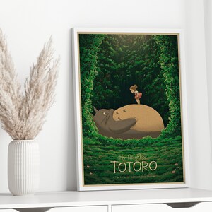 Totoro Wooden Framed Poster, Anime Vintage Poster Print, High Quality ...